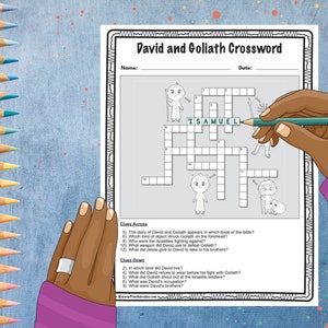 David and Goliath Word Search and Crossword Puzzle Activity Pack - Etsy