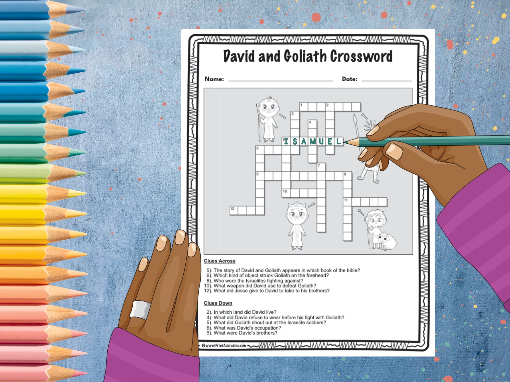 David and Goliath Word Search and Crossword Puzzle Activity Pack - Etsy