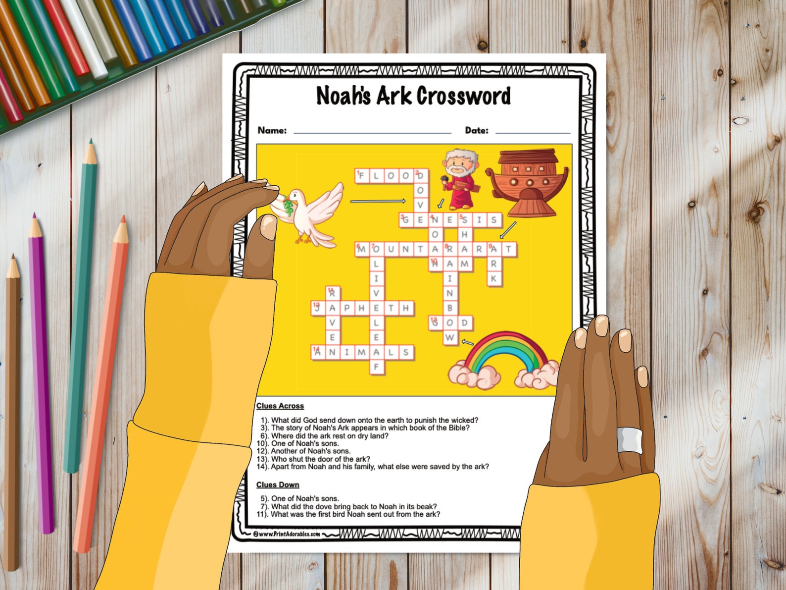 Noah's Ark Word Search and Crossword Puzzle Activity Pack - Answer Key ...