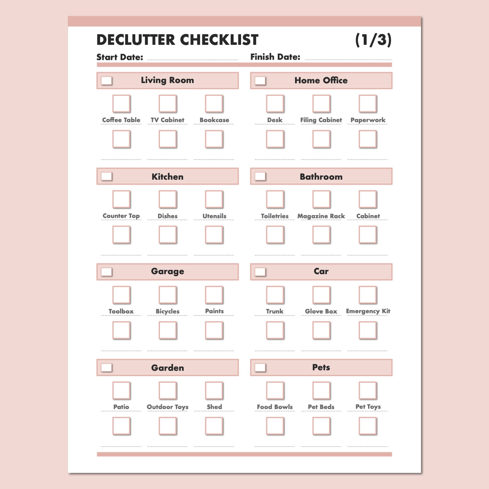 Declutter Checklist A4 A5 US Letter 8.5 X 11.5 and Classic - Etsy