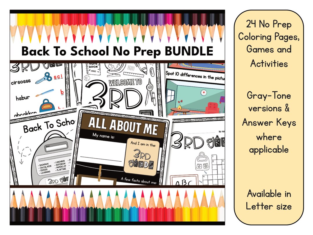 3rd Grade Back to School Complete BUNDLE - 24 X No Prep Games, Puzzles ...