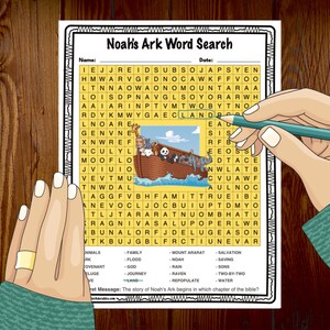 Noah's Ark Word Search Bible Puzzle Activity Worksheet - Answer Key ...