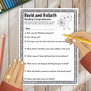 David and Goliath Activity Worksheets - Bible Printable in US Letter (8 ...