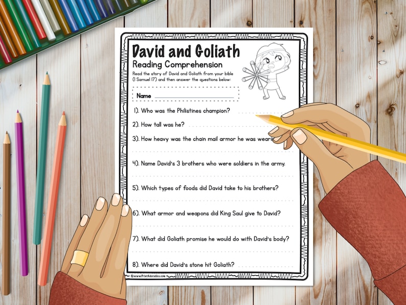 David and Goliath Activity Worksheets - Bible Printable in US Letter (8 ...