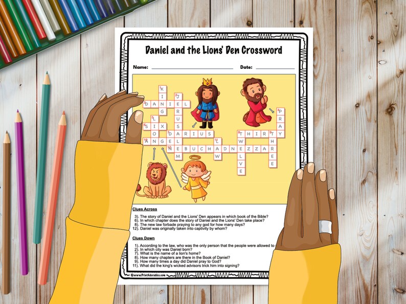 Daniel and the Lions' Den Crossword Puzzle Printable - Etsy