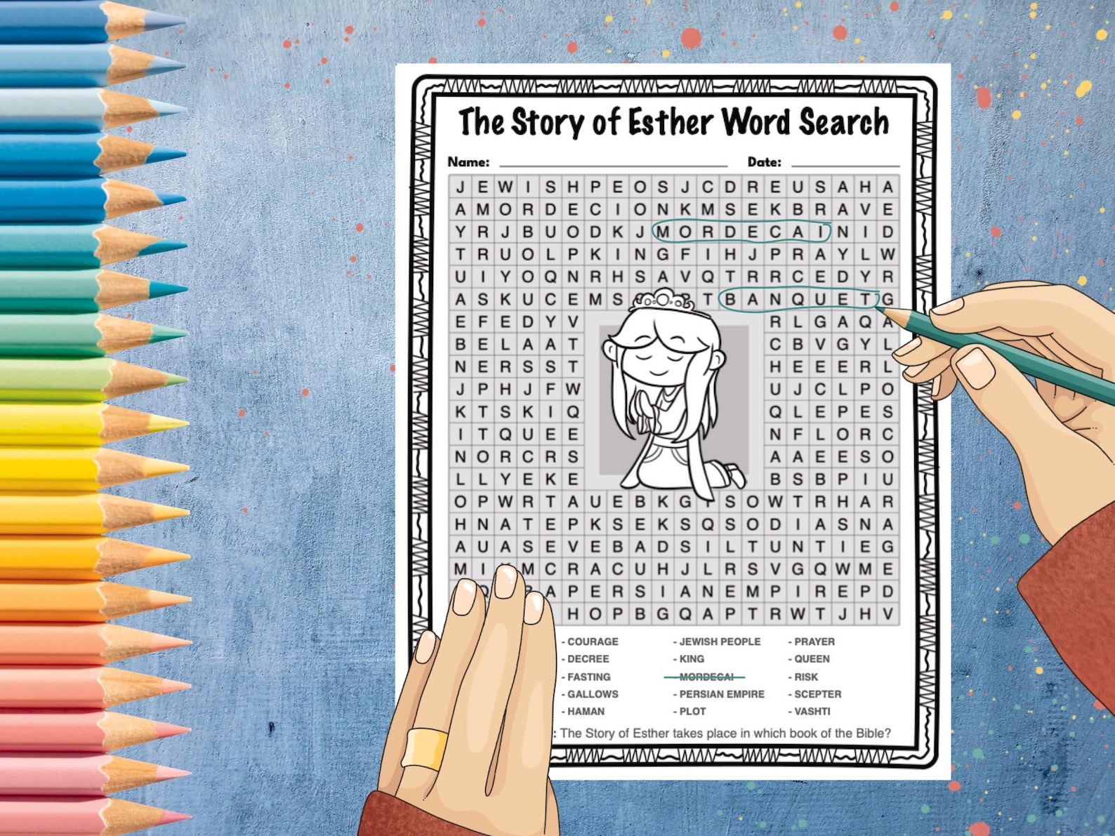 The Story of Esther Word Search Bible Puzzle Worksheet Printable ...