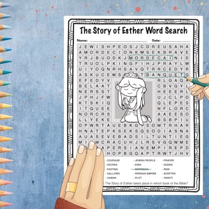 The Story of Esther Word Search Bible Puzzle Worksheet Printable ...
