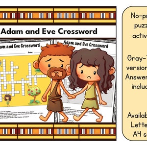 Adam and Eve Crossword Puzzle Printable - Answer Key Included ...