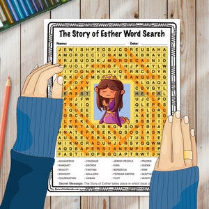 The Story of Esther Word Search Bible Puzzle Worksheet Printable ...