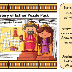 The Story of Esther Word Search and Crossword Puzzle Activity Pack ...