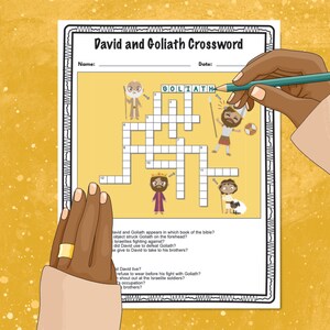 David and Goliath Crossword Puzzle Printable - Answer Key Included ...
