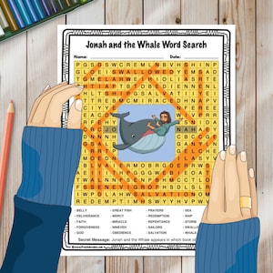 Jonah and the Whale Word Search Bible Puzzle Worksheet Printable ...