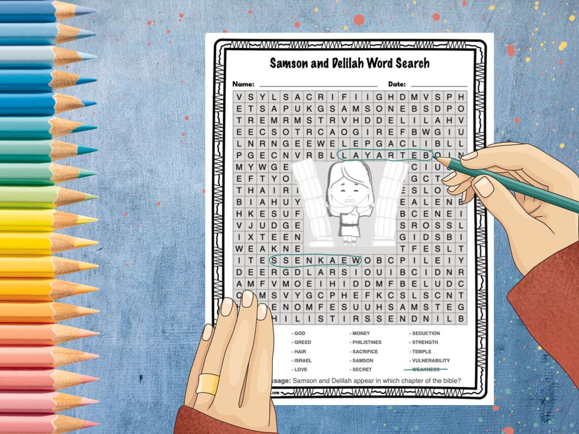 Samson and Delilah Word Search and Crossword Puzzle Activity Pack ...