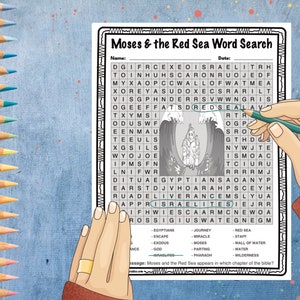 Moses and the Red Sea Word Search Bible Puzzle Activity Worksheet ...