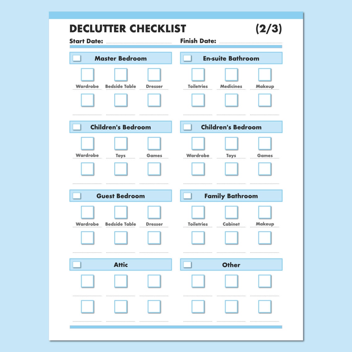 Declutter Checklist A4 A5 US Letter 8.5 X 11.5 and Classic - Etsy