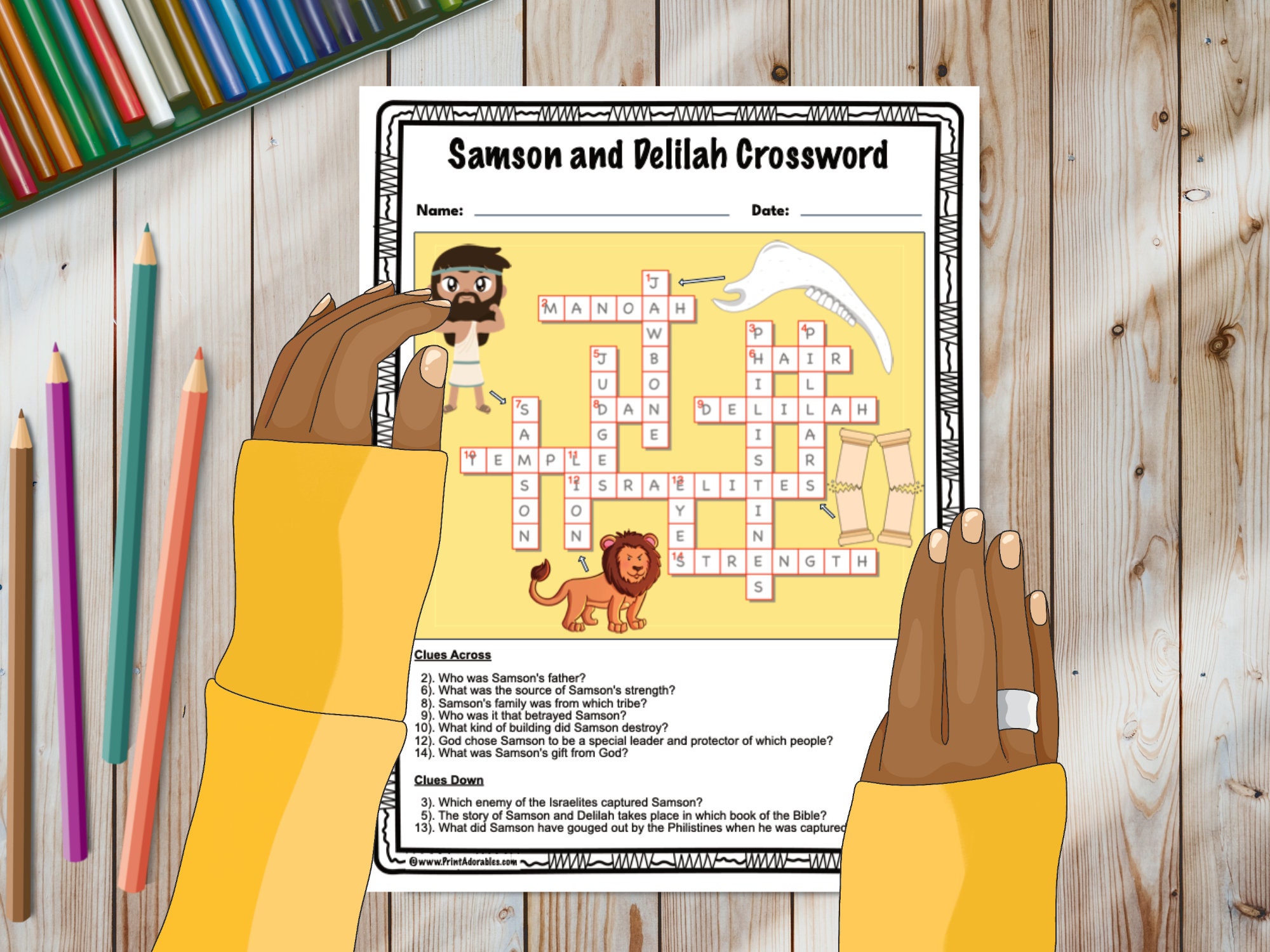 Samson and Delilah Word Search and Crossword Puzzle Activity Pack ...