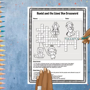 Daniel and the Lions' Den Crossword Puzzle Printable - Answer Key ...