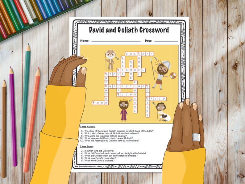 David and Goliath Word Search and Crossword Puzzle Activity Pack - Etsy