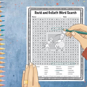 David and Goliath Word Search and Crossword Puzzle Activity Pack - Etsy