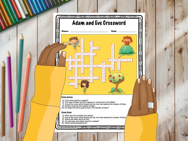 Adam and Eve Word Search and Crossword Puzzle Activity Pack - Answer ...