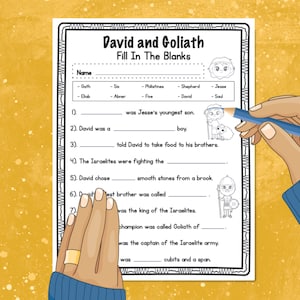 David and Goliath Activity Worksheets - Bible Printable in US Letter (8 ...