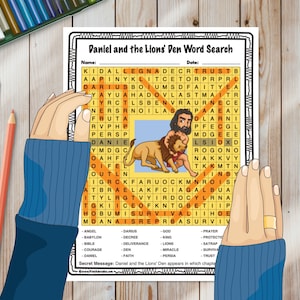 Daniel and the Lions' Den Word Search Bible Puzzle Worksheet Printable ...