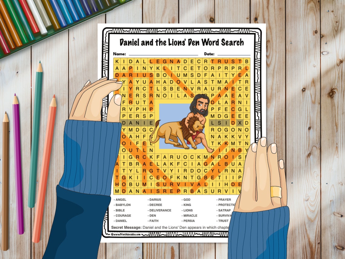 Daniel & the Lions' Den Word Search and Crossword Puzzle Activity Pack ...