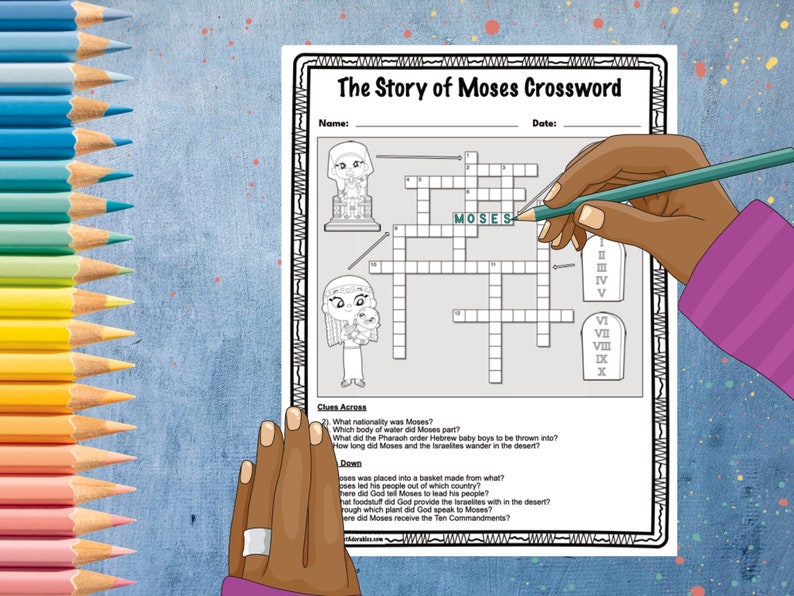 The Story of Moses Crossword Puzzle Printable - Answer Key Included ...