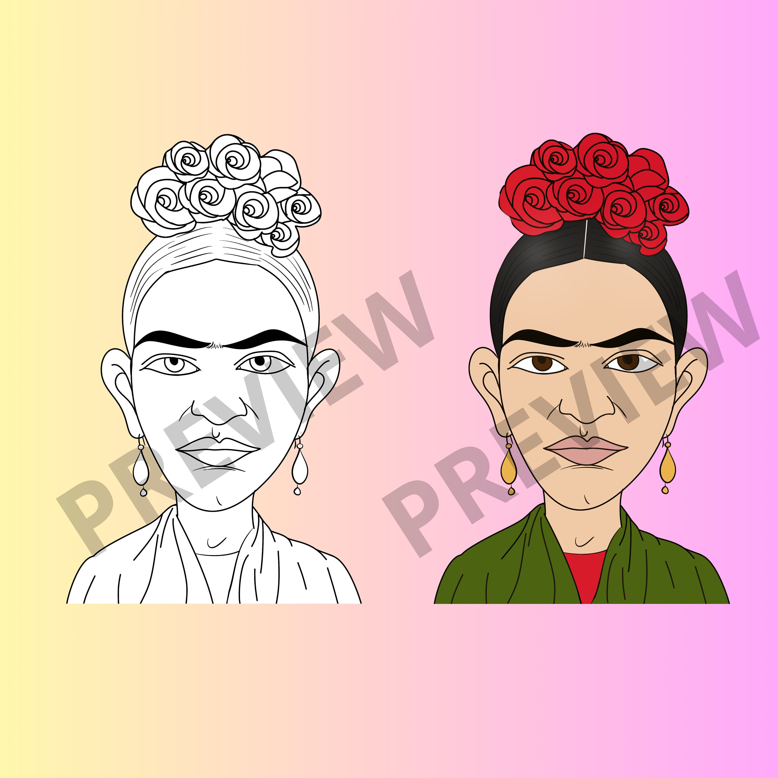 Frida Kahlo Clipart PNG Hispanic Heritage Month El Cinco De - Etsy