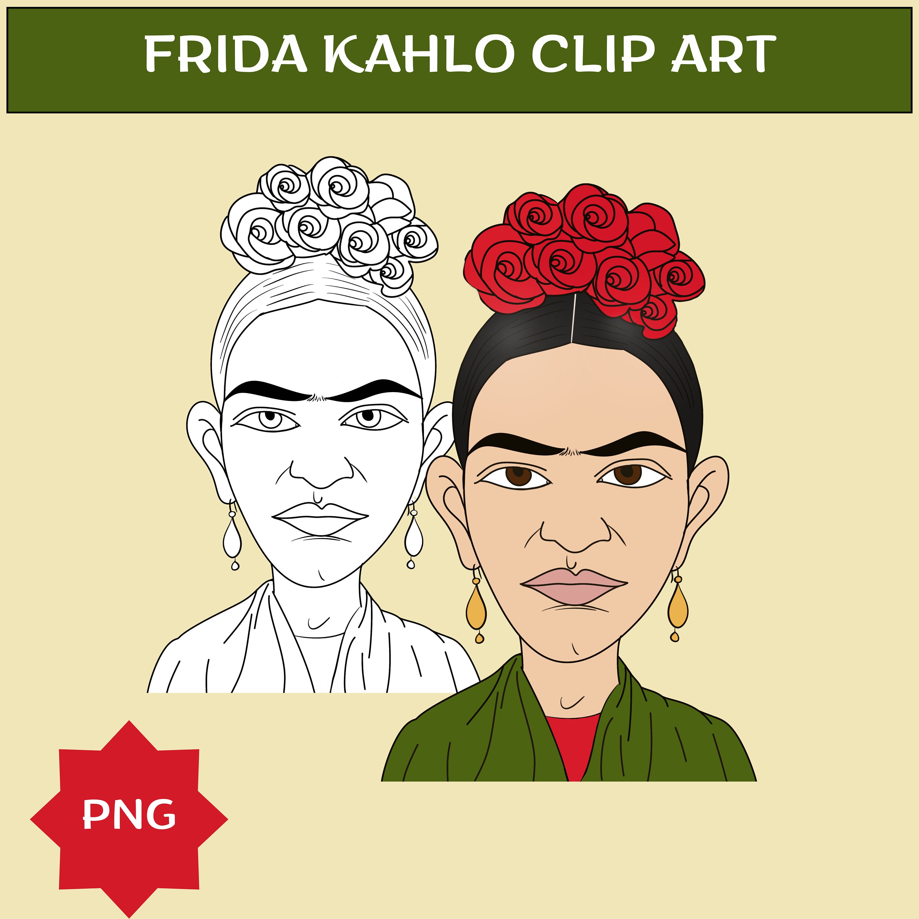 Frida Kahlo Clipart PNG Hispanic Heritage Month El Cinco De - Etsy