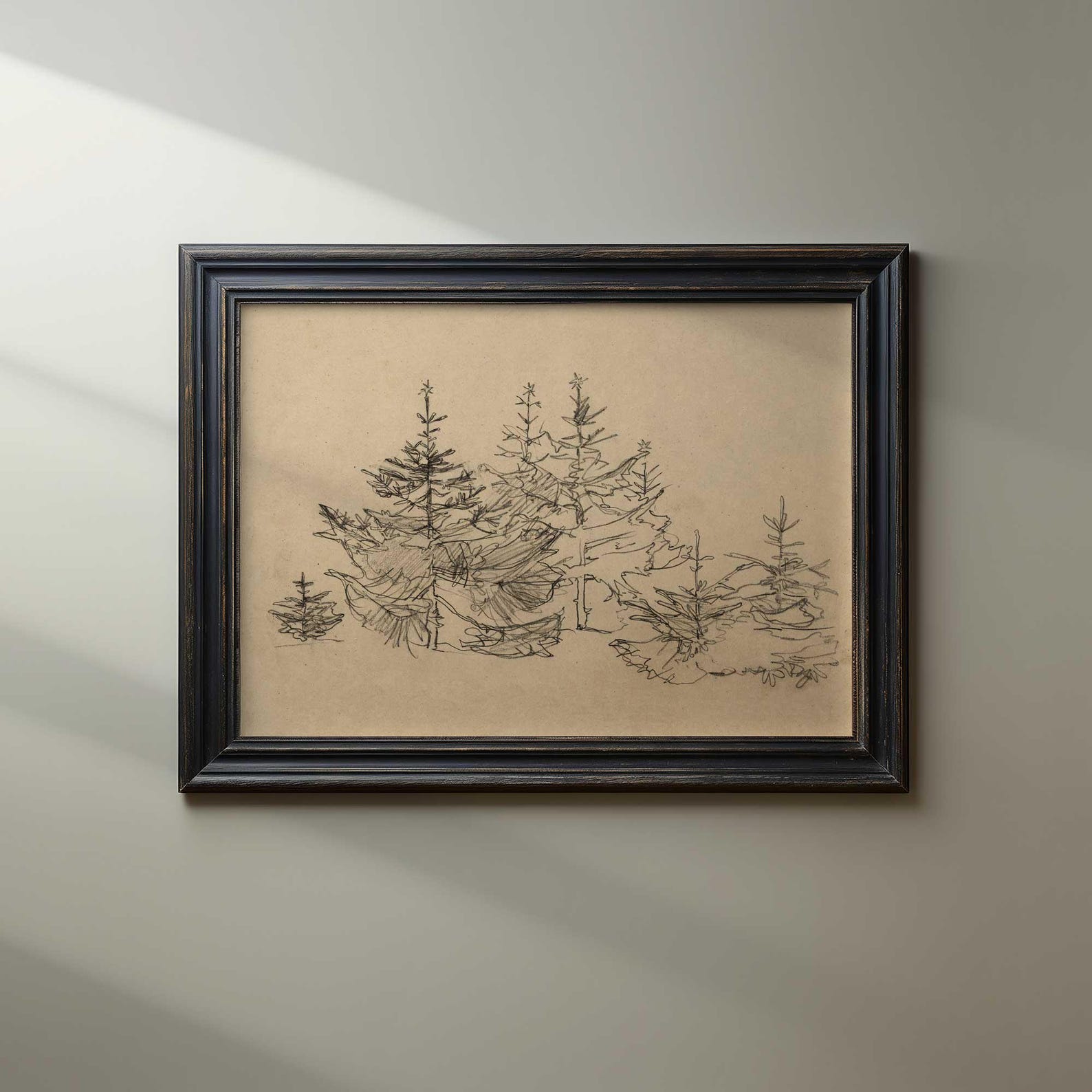 Christmas Pine Tree Sketch: Rustic Holiday Wall Art - Etsy