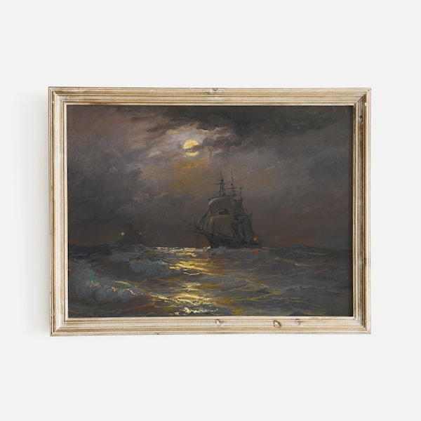 Antique Moonlight Oil Painting - Etsy