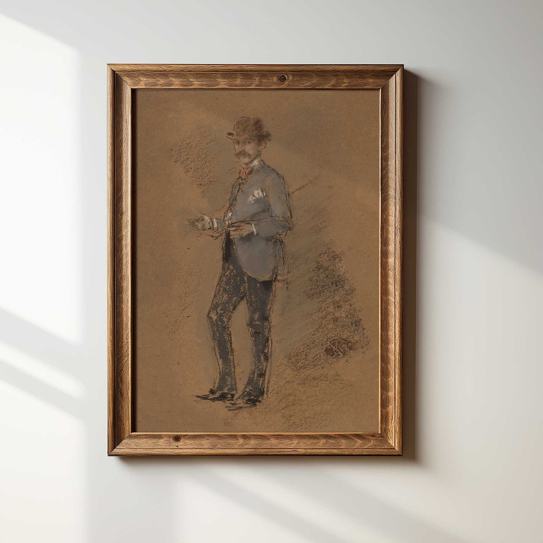 Antique Portrait Drawing Figure Sketch Art Vintage Brown Wall Art ...