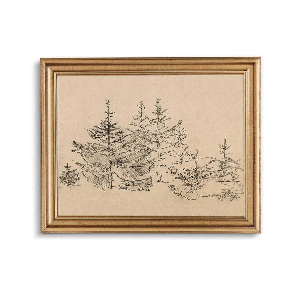 Christmas Pine Tree Sketch: Rustic Holiday Wall Art - Etsy