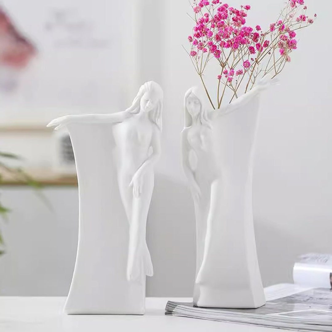White Ceramic Vase Creative Human Body Ceramic Ornaments - Etsy