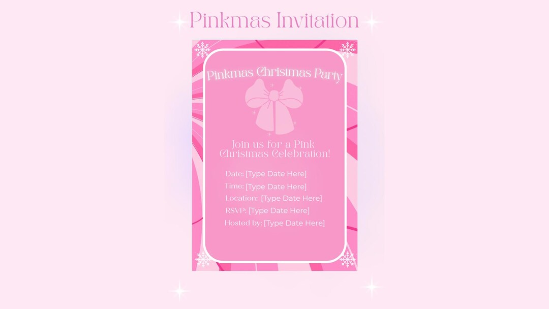 Pink Christmas Invitation Template | Pinkmas Party Invite | Editable ...
