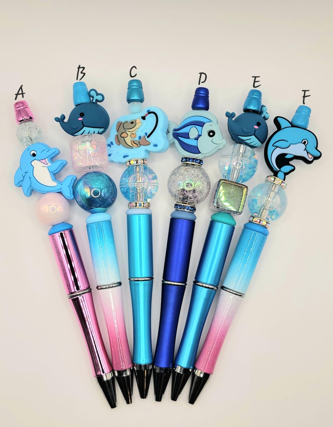 Refillable Beaded Pens - Dolphin/whale/fish Focal Bead Pens - Beaded ...