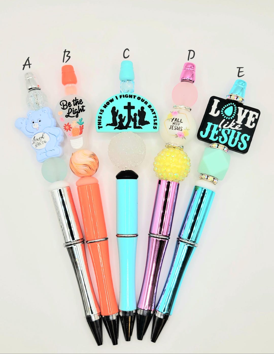 Refillable Beaded Pens - Religious Focal Bead Pens - Beaded Pens - Etsy