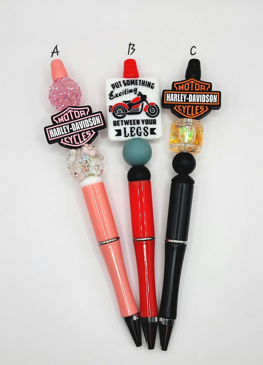 Refillable Beaded Pens - Motorcycle Focal Bead Pens - Beaded Pens - Etsy