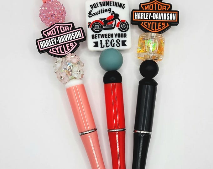 Refillable Beaded Pens - Motorcycle Focal Bead Pens - Beaded Pens - Etsy