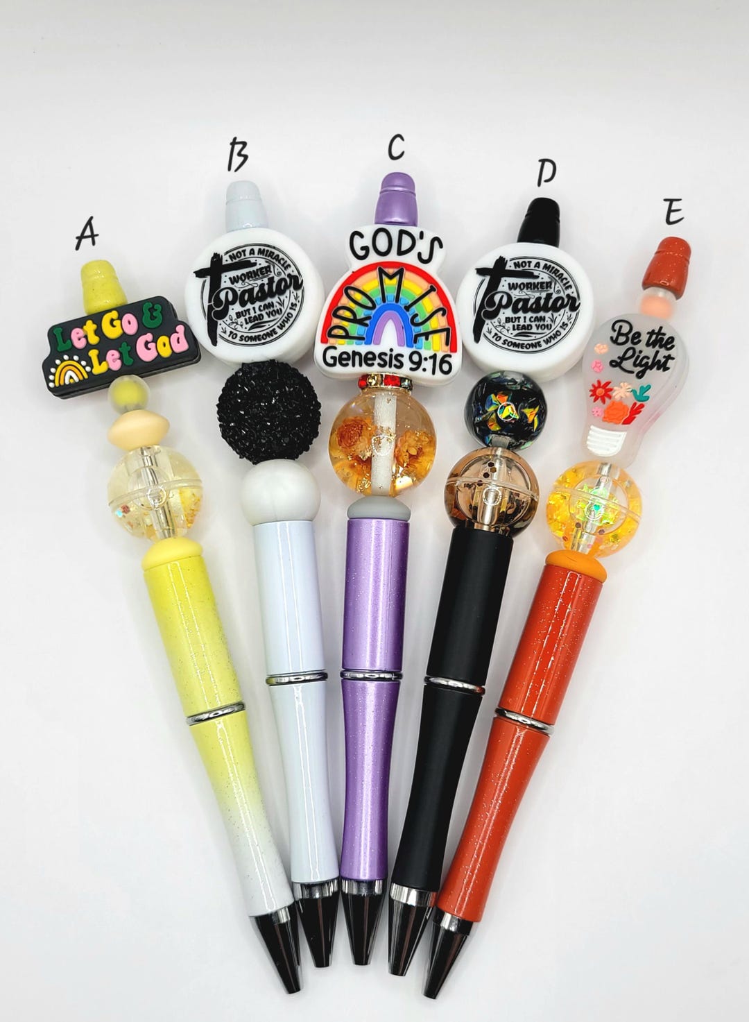 Refillable Beaded Pens - Pastor/religious Focal Bead Pens - Beaded Pens ...