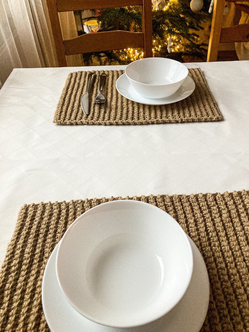 Set of Rectangular Napkins eco Friendly Jute Rope Crochet - Etsy