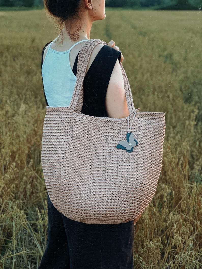 Handmade Crochet Boho Tote Bag - Polyester Beach Bag - Etsy