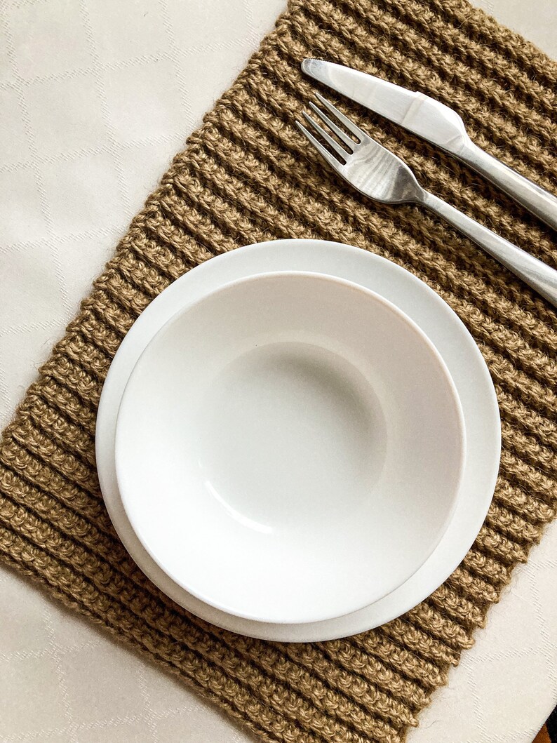 Set of Rectangular Napkins eco Friendly Jute Rope Crochet - Etsy