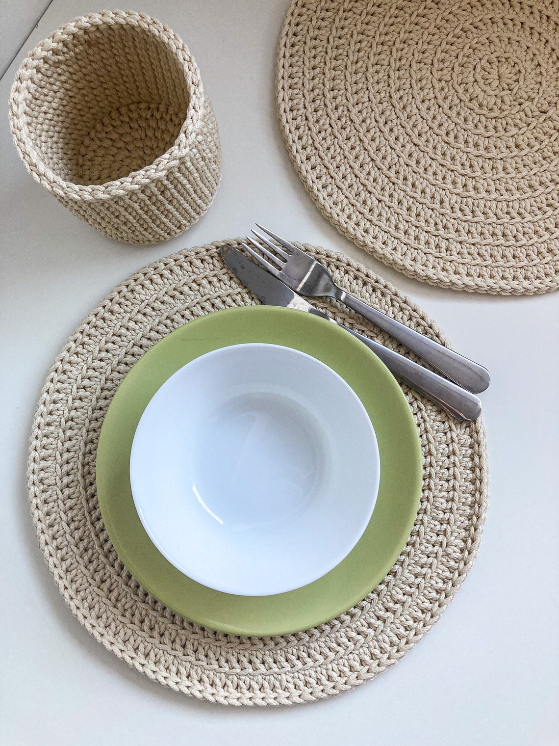 Boho Table Mat Plain Crochet Table Placemats Kitchen and - Etsy