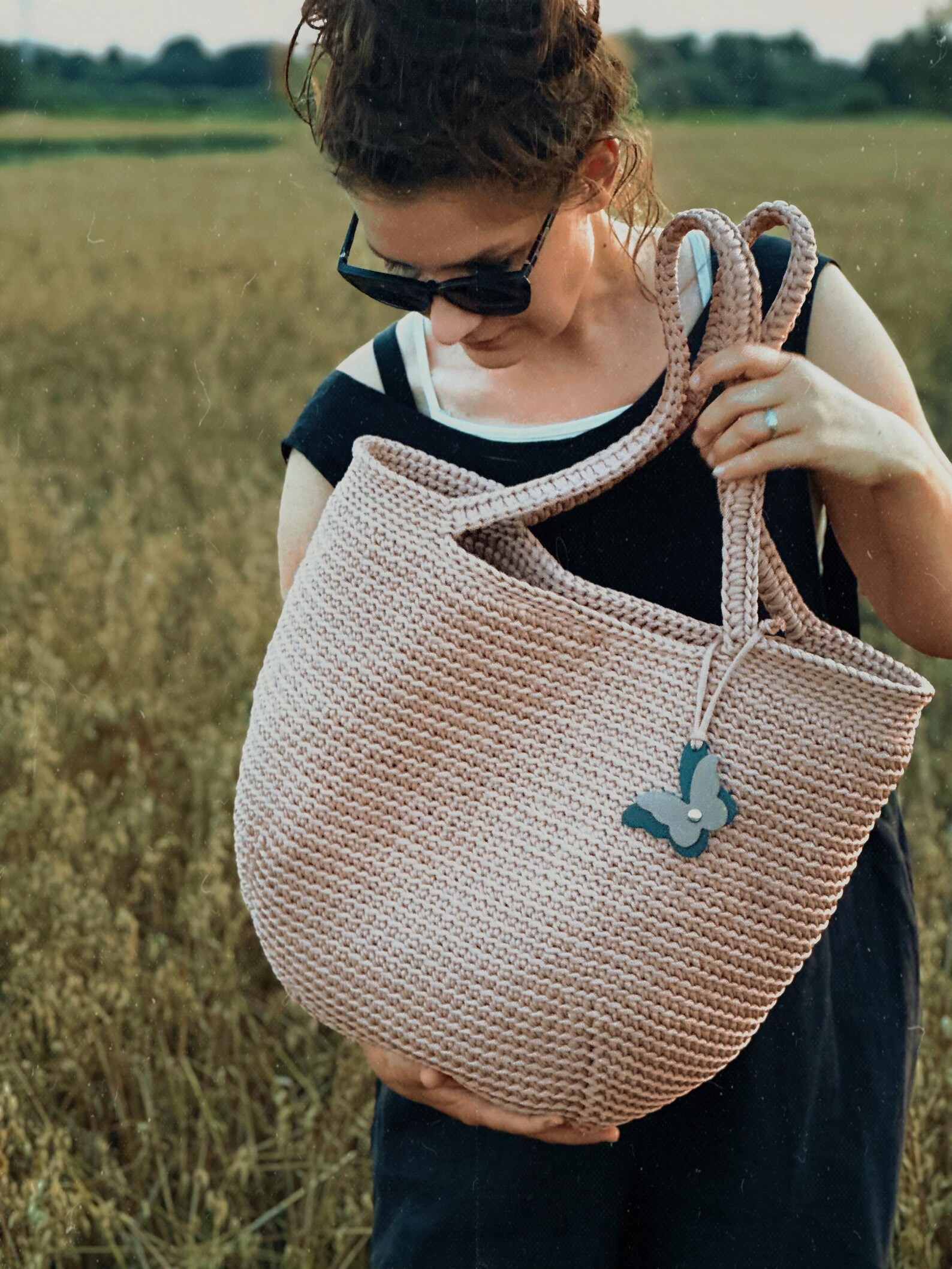 Handmade Crochet Boho Tote Bag - Polyester Beach Bag - Etsy