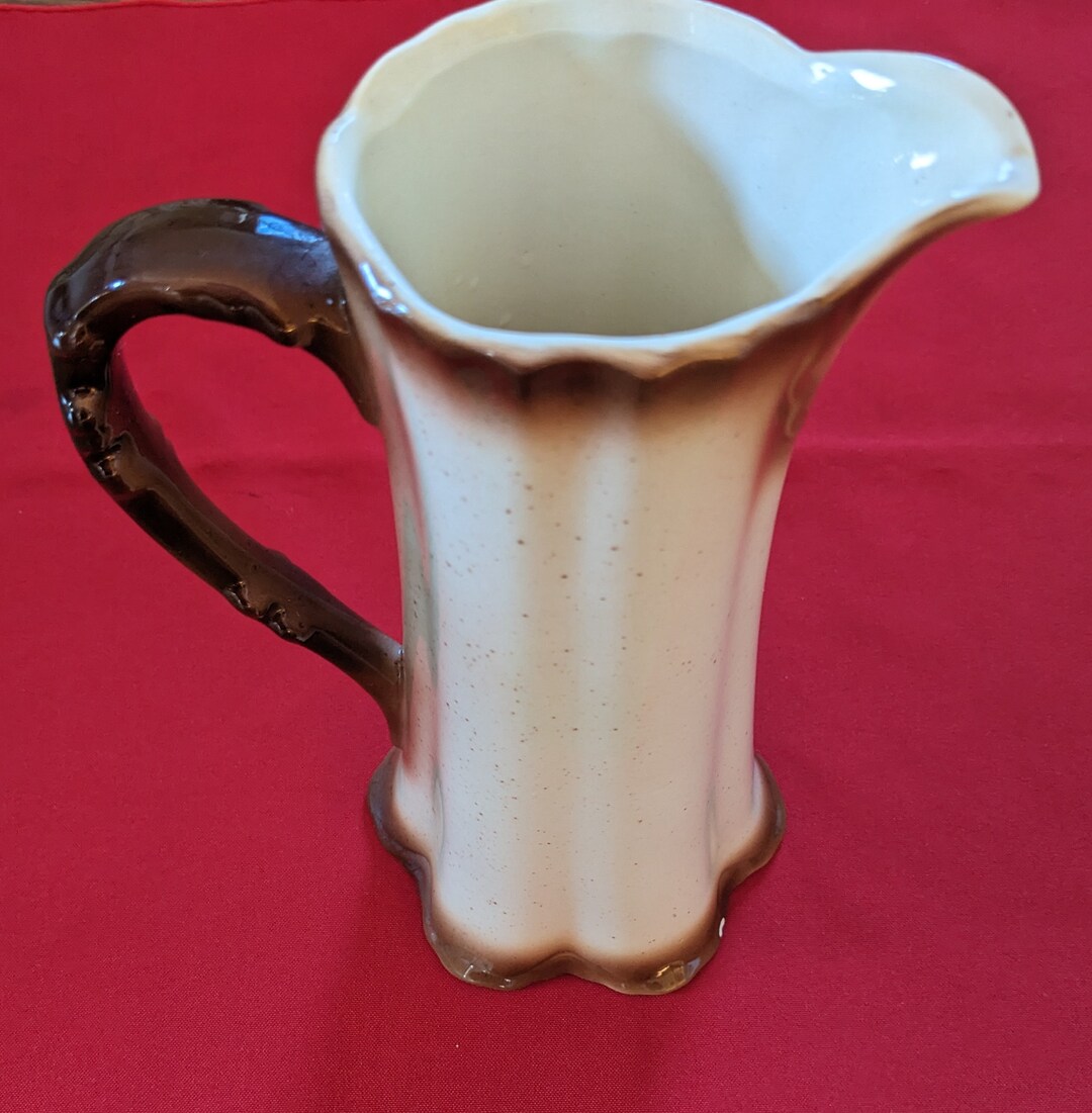 Vintage Beige Pitcher/vase, Stamp Creamer Mold. - Etsy
