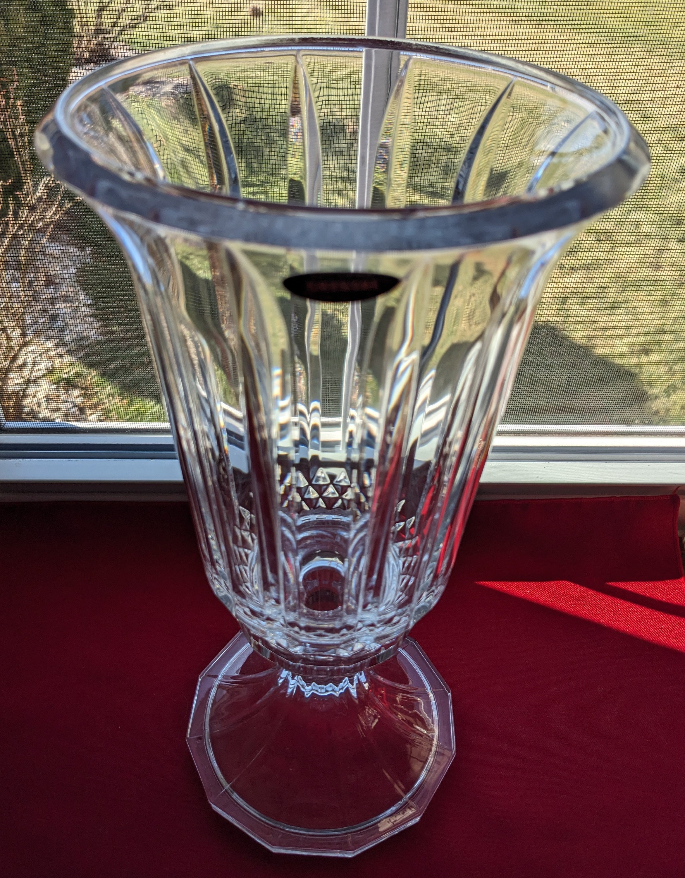 St George Toscany Crystal, Hurricane Lamp Centerpiece 2pc Candle Holder ...