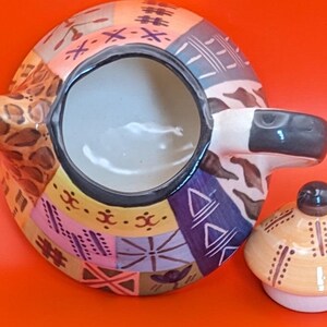 South African Hand-painted Tribal Ceramic 32 Ounces Teapot/ Coffee Pot ...