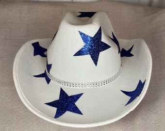 Cowgirl Hat Blue Star Embellished Studded Rhinestone Star Cowboy Hat ...
